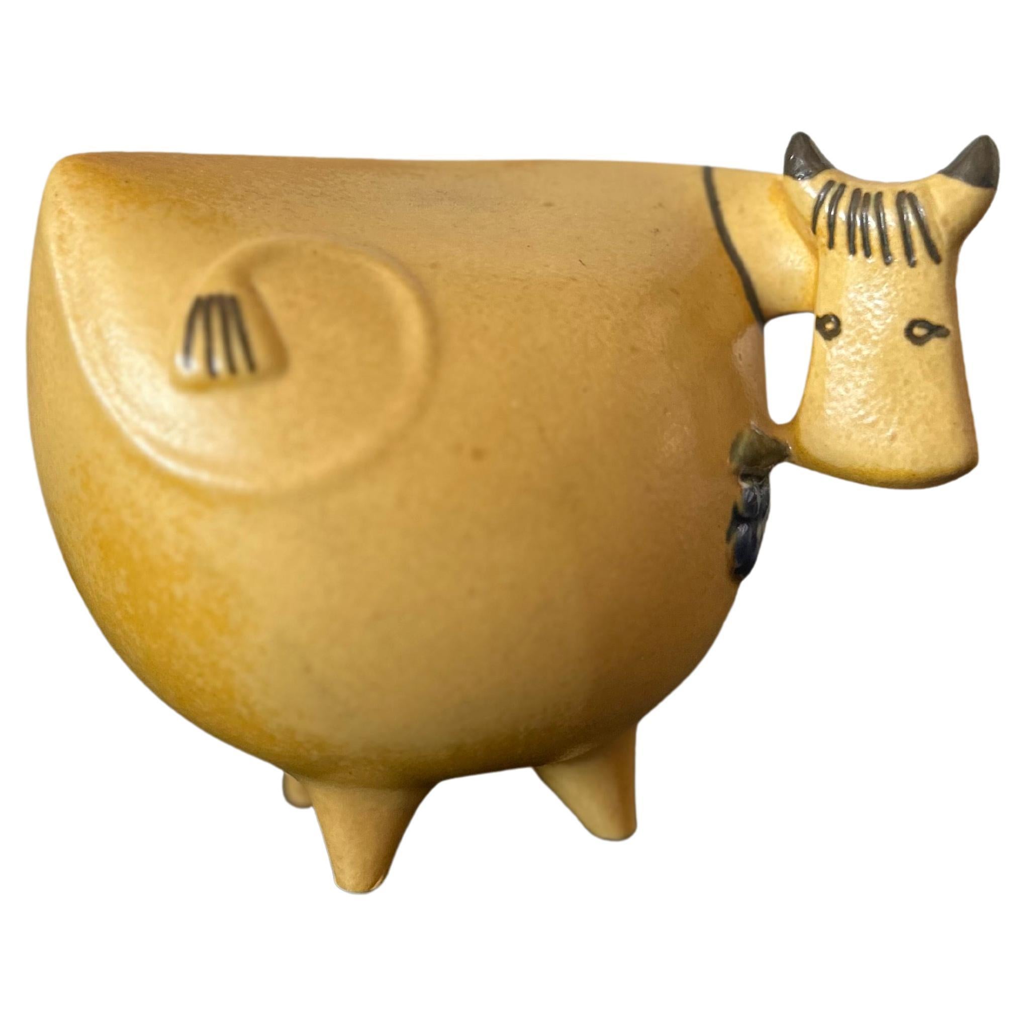 Lisa Larson Gustavsberg Yellow 1960’s Ceramic Cow For Sale at 1stDibs