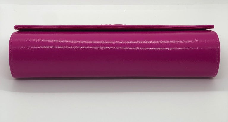 Lisa Perry Mod Fuchsia Pink Patent Leather Clutch Handbag w/ Magnetic ...