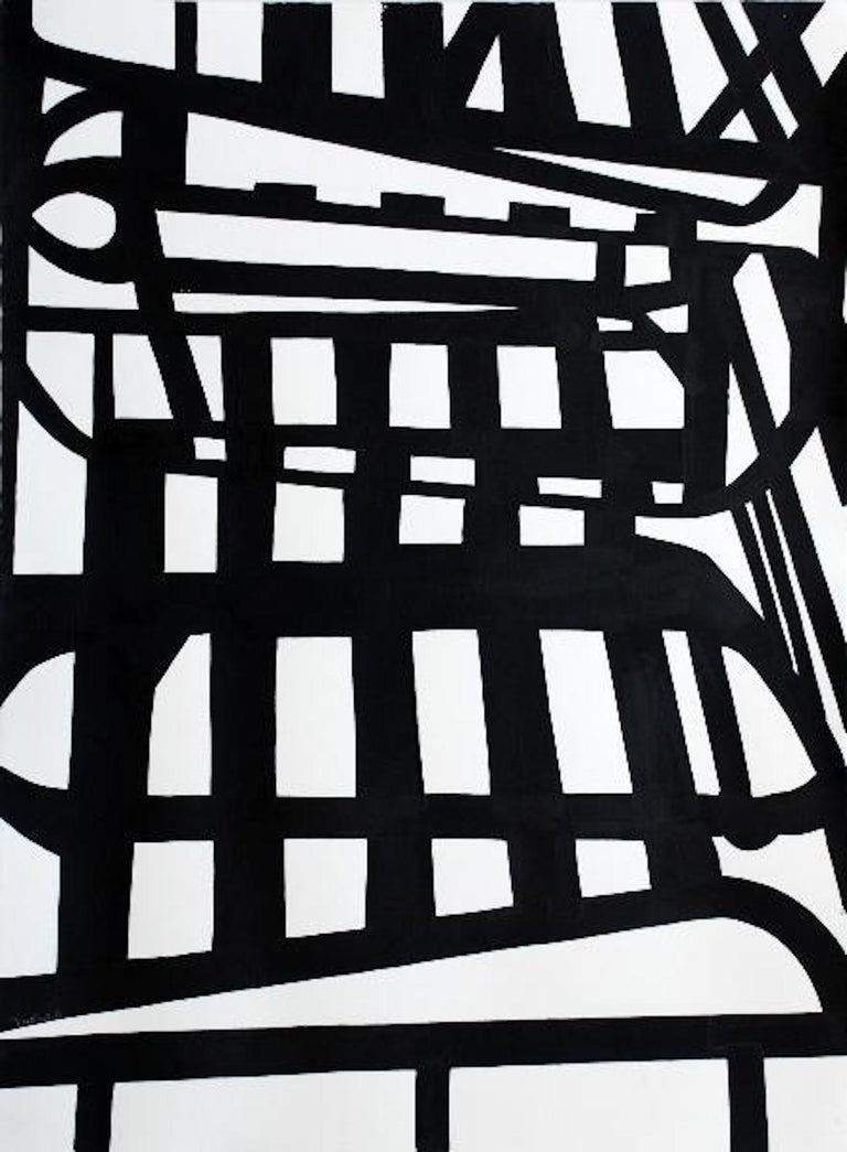 Lisa Petker-Mintz - Large Chair 2, Black and white abstract lines on ...
