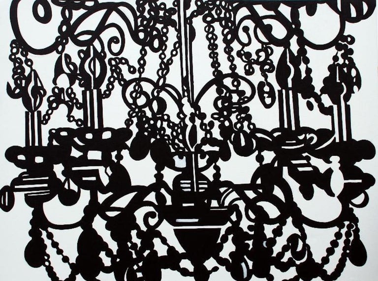 Lisa Petker-Mintz - Large Chandelier, Black and White original painting ...