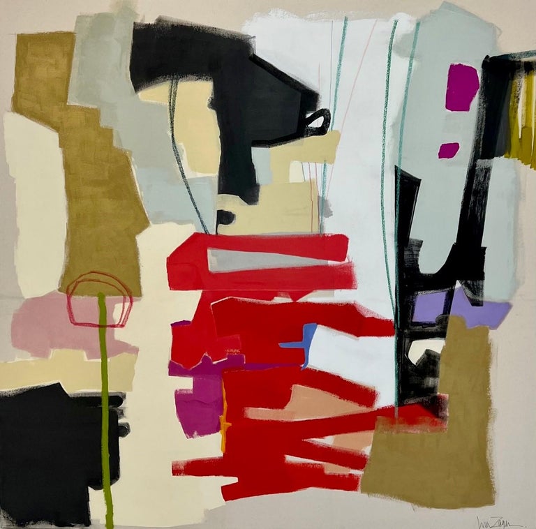 Lisa Zager - Untitled No. 2 by Lisa Zager, Square Mid Century Oil ...