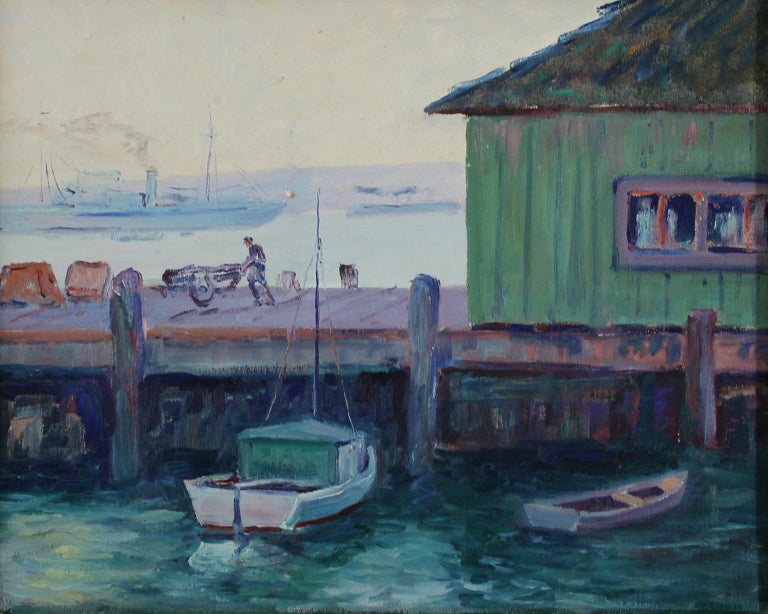 Listed California Artist Bess Gilbert Oil Painting San Diego Harbor ...