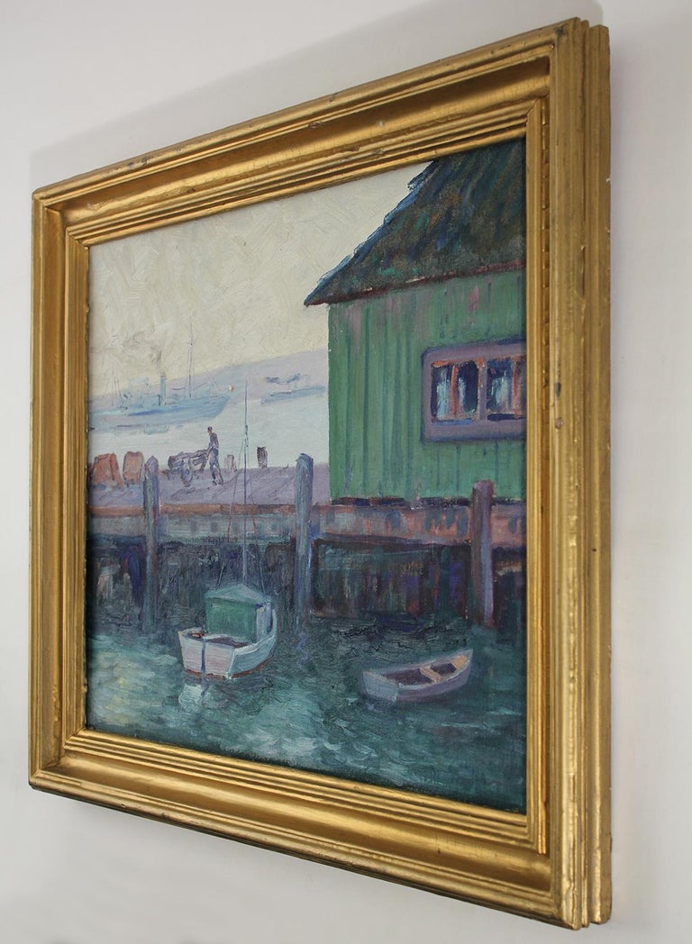 Listed California Artist Bess Gilbert Oil Painting San Diego Harbor ...