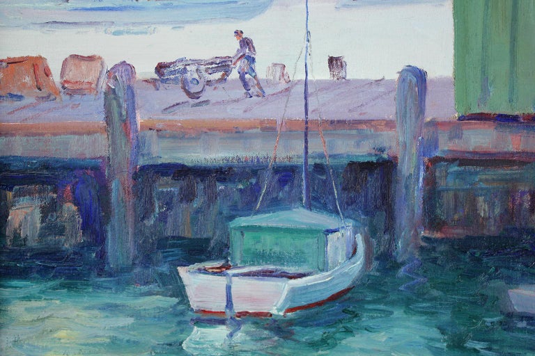 Listed California Artist Bess Gilbert Oil Painting San Diego Harbor ...