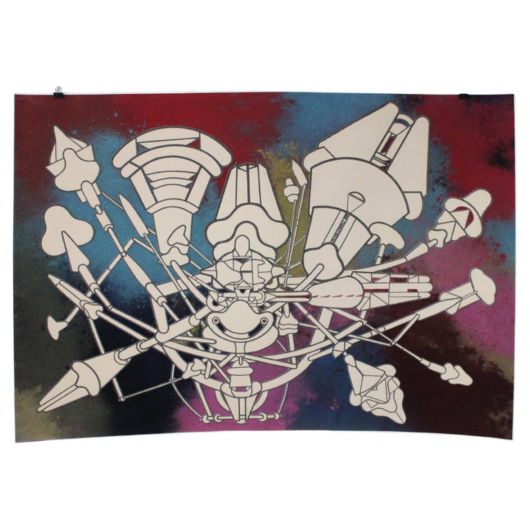 Lithograph By Renato Volpini, Useless Machine, 70s For Sale at 1stDibs