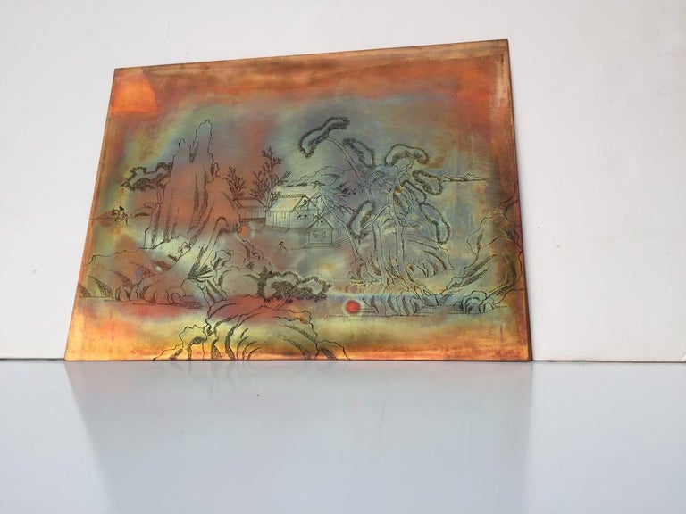 Lithograph Copper Plate Hand Reverse Etched for Print For Sale at 1stDibs