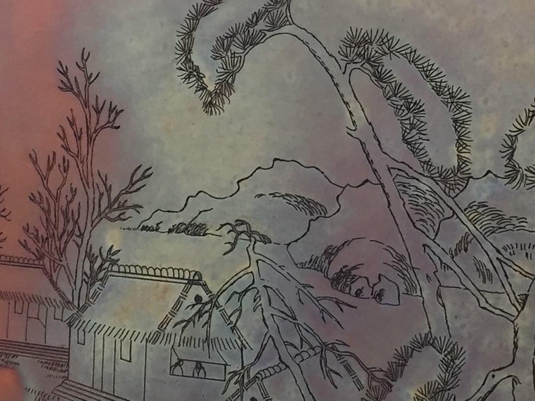 Lithograph Copper Plate Hand Reverse Etched for Print For Sale at 1stDibs