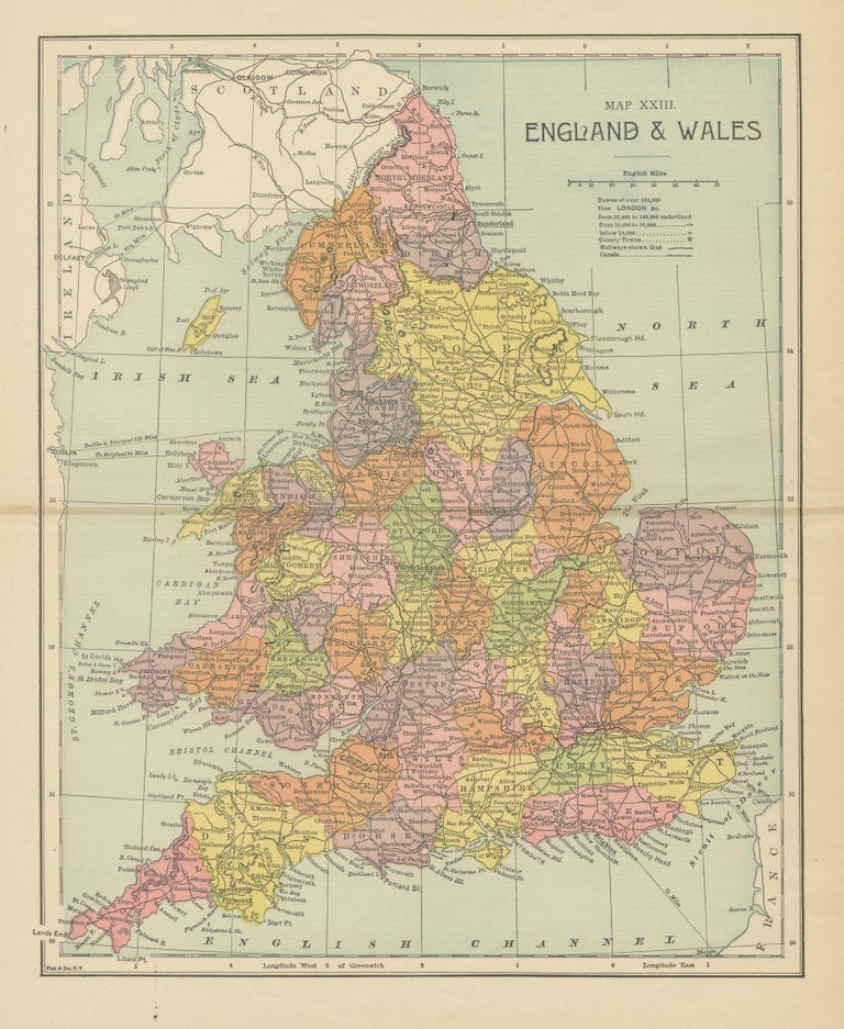 Lithographed Antique Map of England and Wales For Sale at 1stDibs