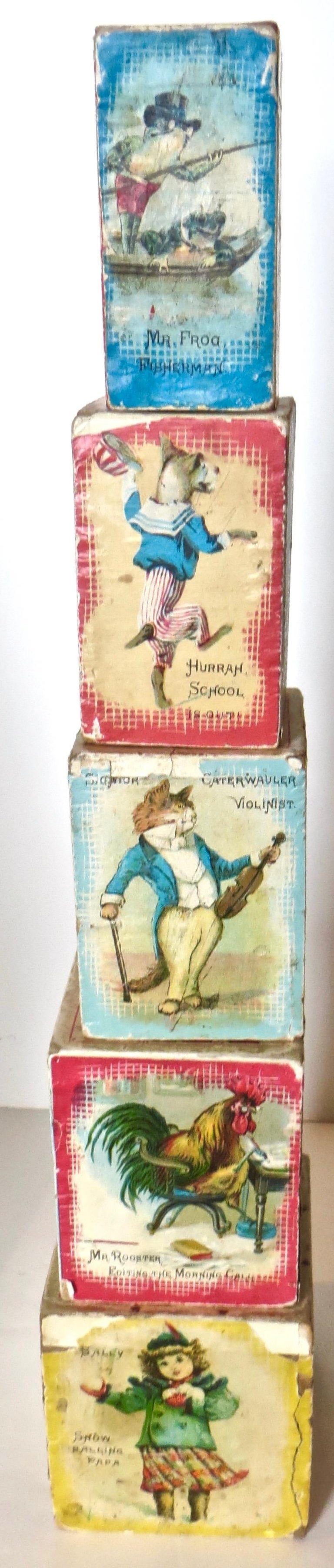 Lithographed Victorian Alphabet Nesting Blocks by McLoughlin American ...