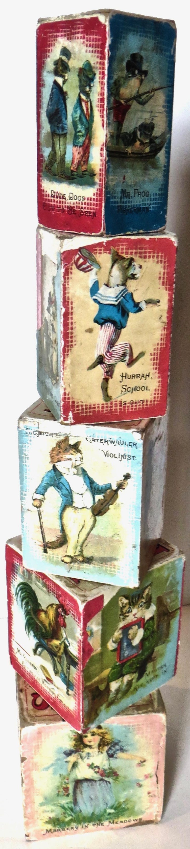 Lithographed Victorian Alphabet Nesting Blocks by McLoughlin American ...