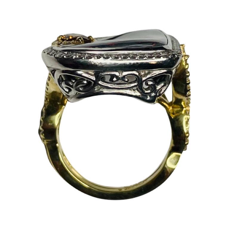 Lithos 18K Yellow Gold, Platinum, Lightning Ridge Opal, Diamond Ring ...