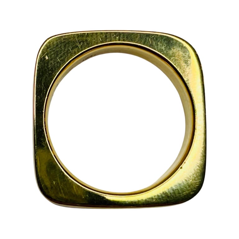 Lithos Platinum and 18K Yellow Gold Square Wedding Band For Sale at 1stDibs