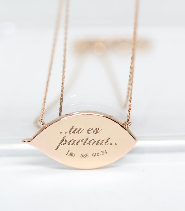 Lito Tu Es Partout Grand Mauve 14K Rose Gold Enamel Diamond Pendant ...