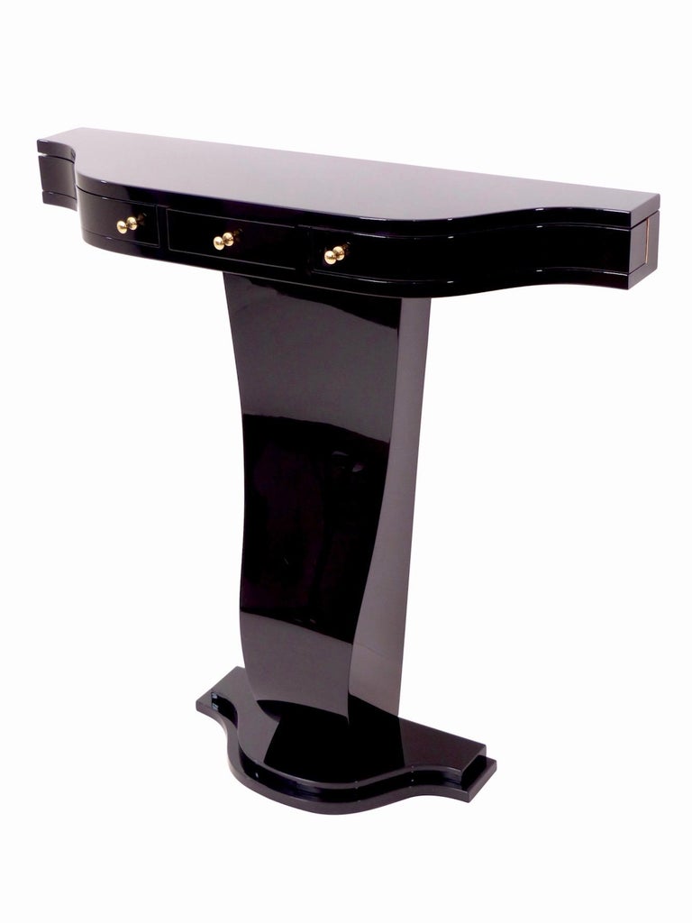 Little Art Deco Style Console Table in Black Piano Lacquer Made in ...
