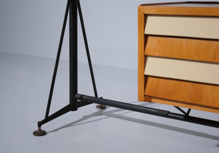 Little Desk Table of Italian Design from the 1950s, Beech Wood Black ...