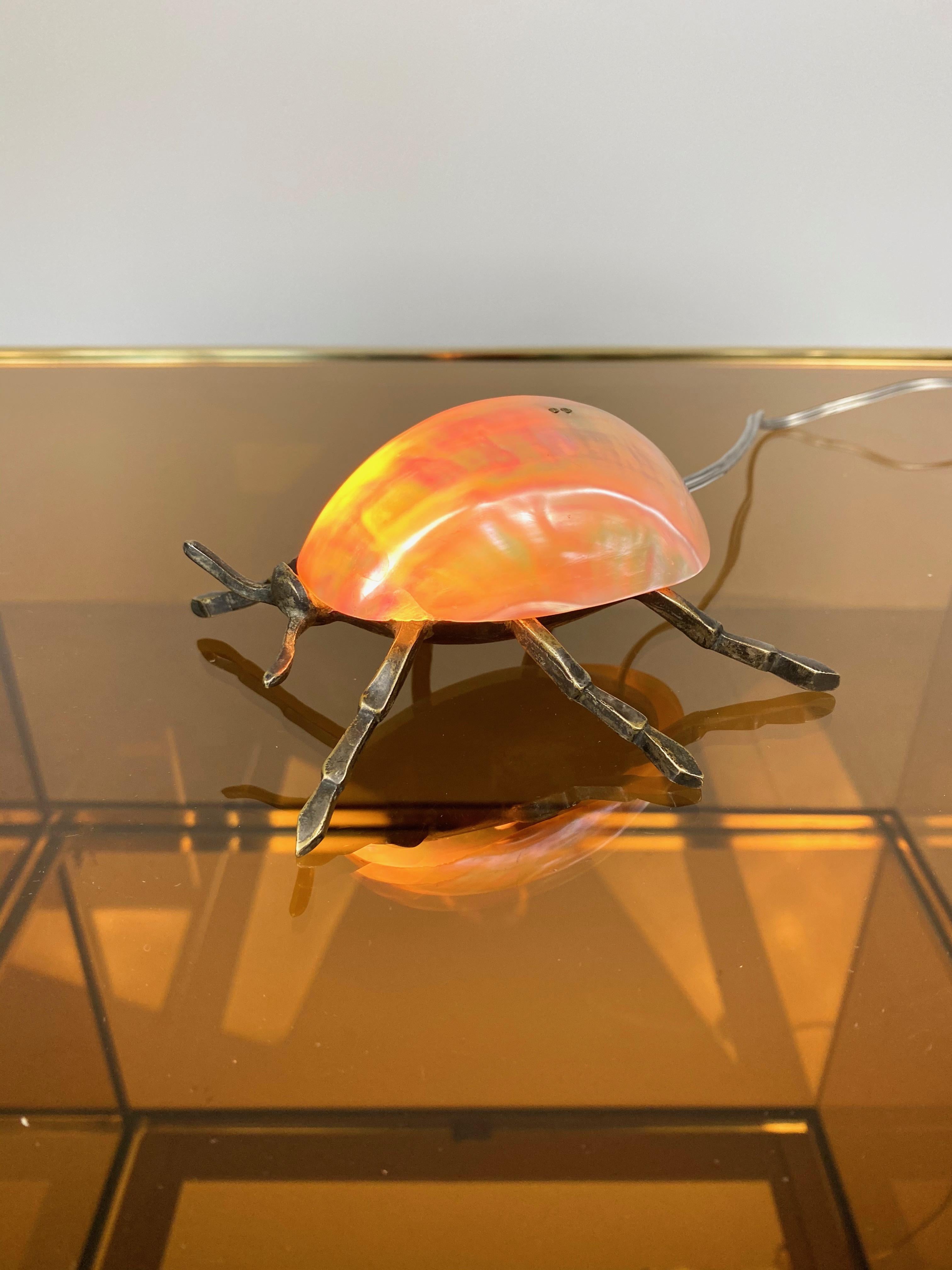 Little Insect Bug Lamp in Iron and Mother of Pearl Nacre, Italy, 1970s ...