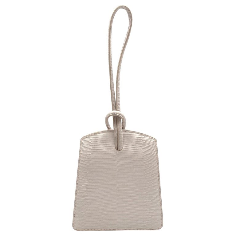 Little Liffner White Lizard Embossed Leather Loop Bag For Sale at ...