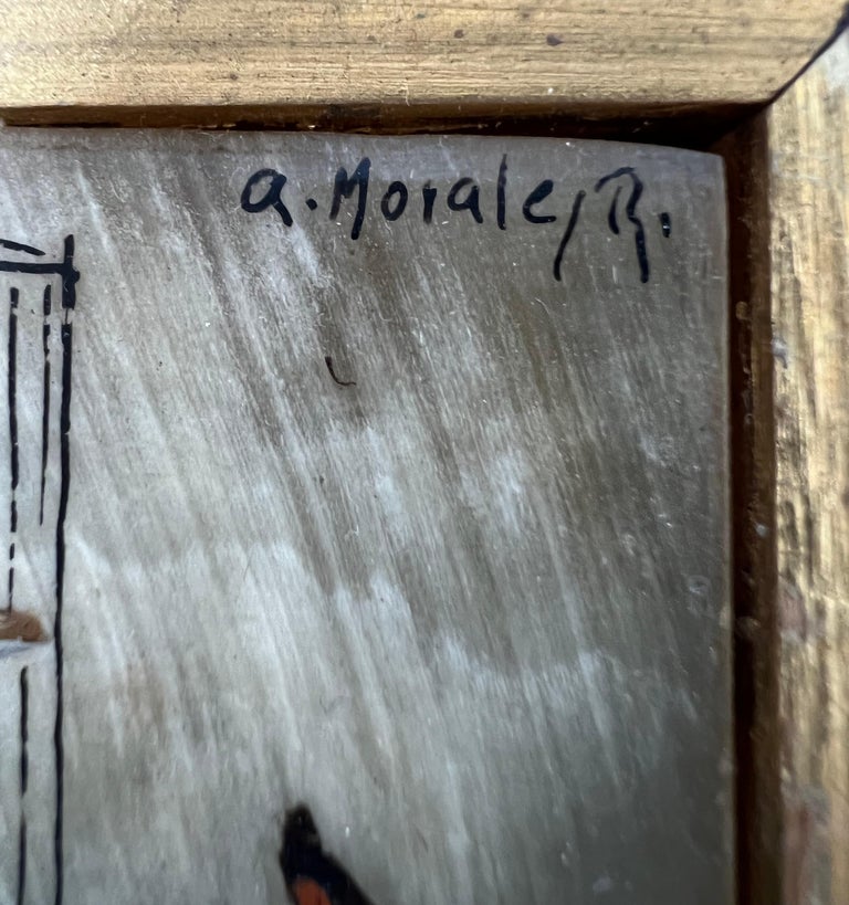 Little Oil Painting of a Bird Vendor by Armando Morales For Sale at 1stDibs