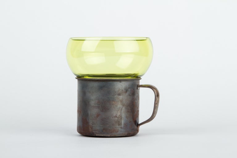 Little Yellow Glass Mug Blown in Nouvel Studio For Sale at 1stDibs