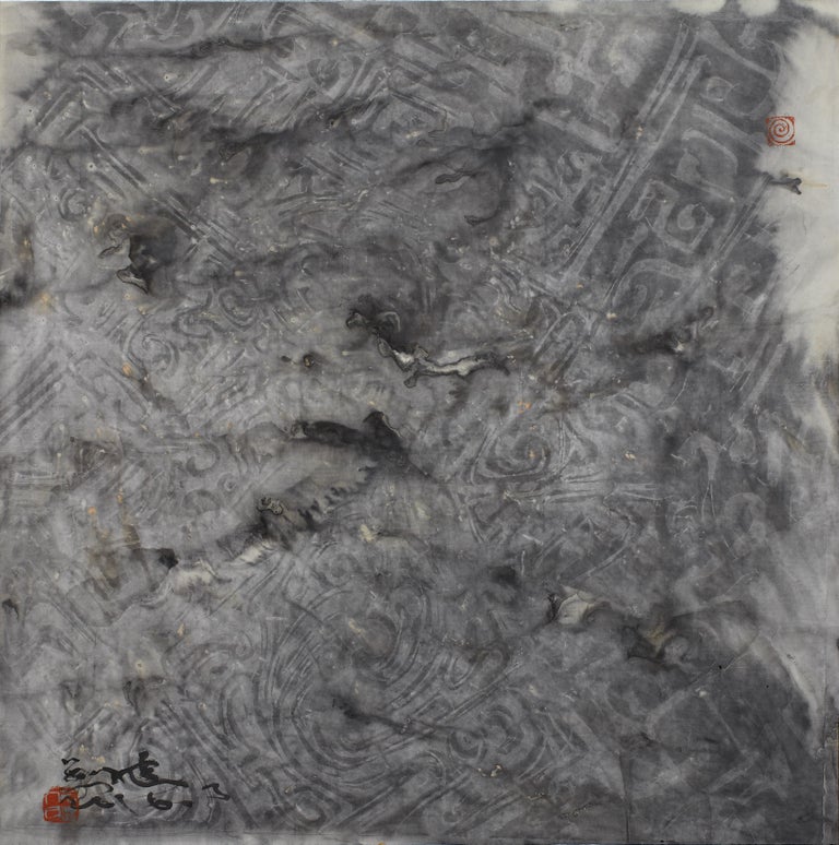 Liu Zijian - Evening Wind, Contemporary Asian Abstract Painting Grey ...