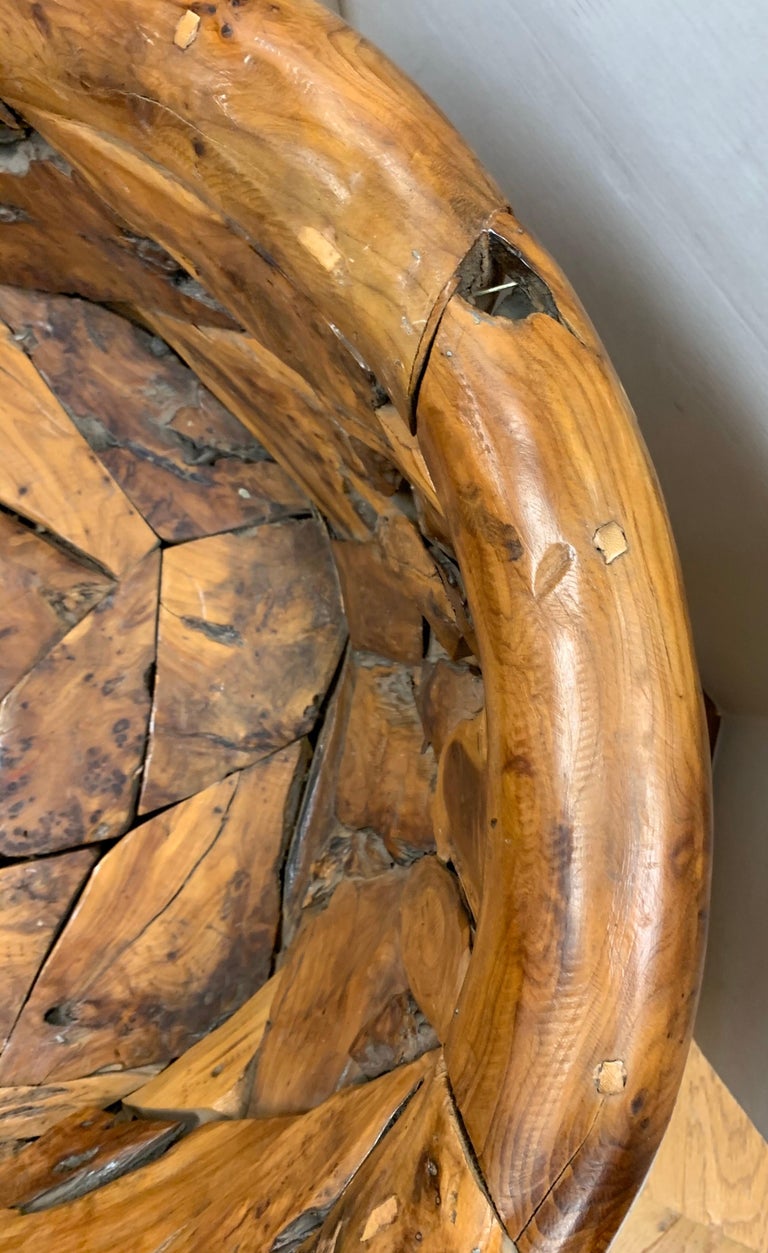 Organic Teak Tree Root Hand Crafted Club Chair For Sale at 1stDibs