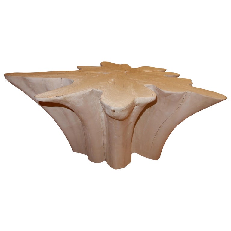 An exceptional Live Edge / Free Edge Bleached Teak Wood Root Coffee ...