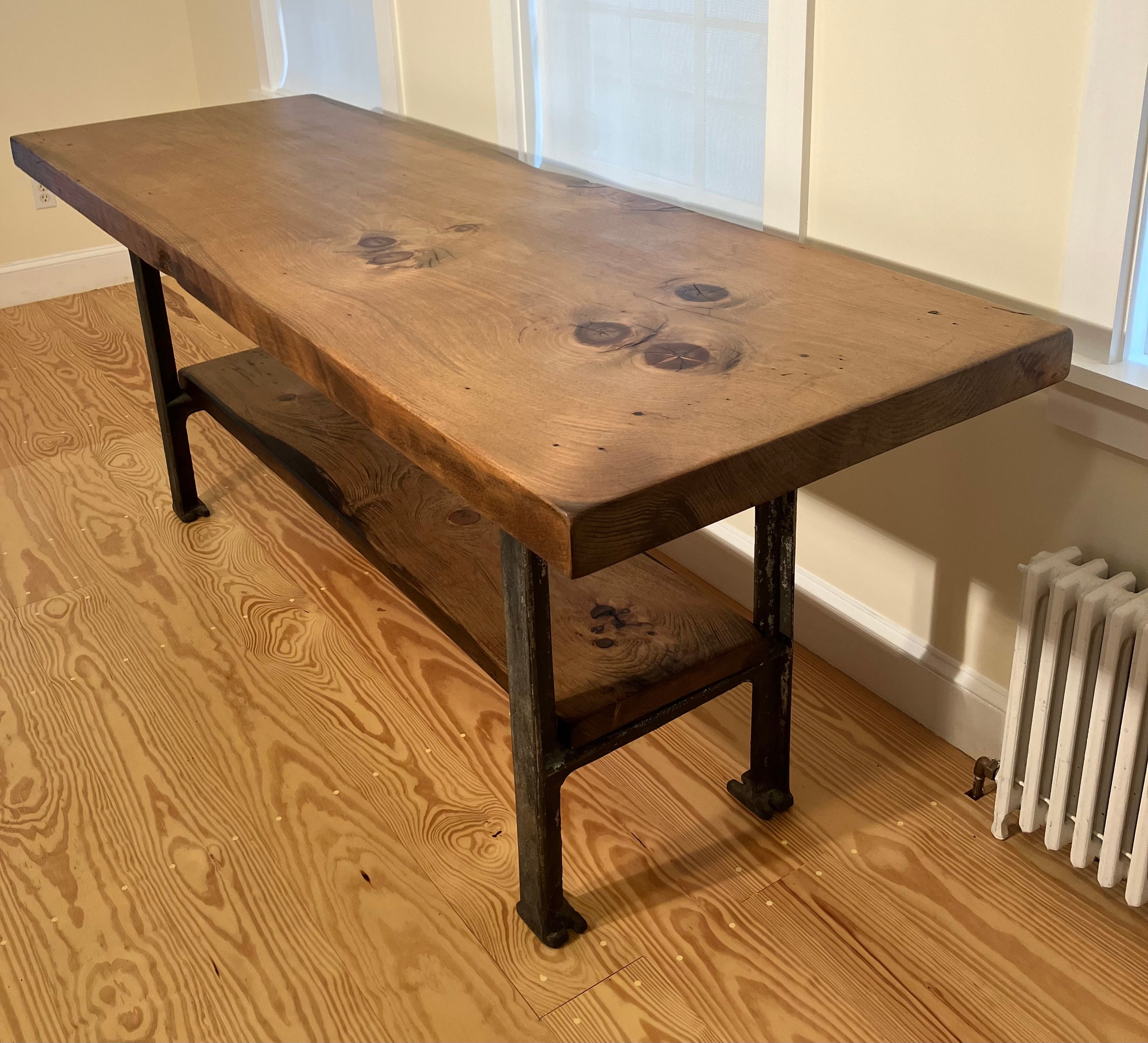 Live Edge Industrial Worktable or Kitchen Island For Sale at 1stDibs
