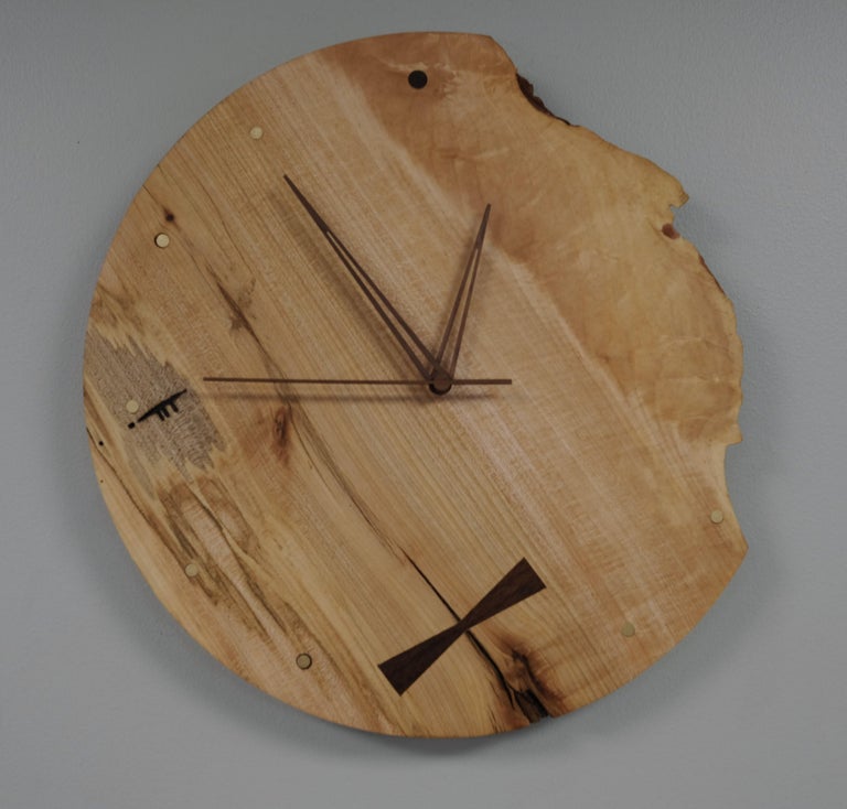 Live Edge Maple Wall Clock For Sale at 1stDibs