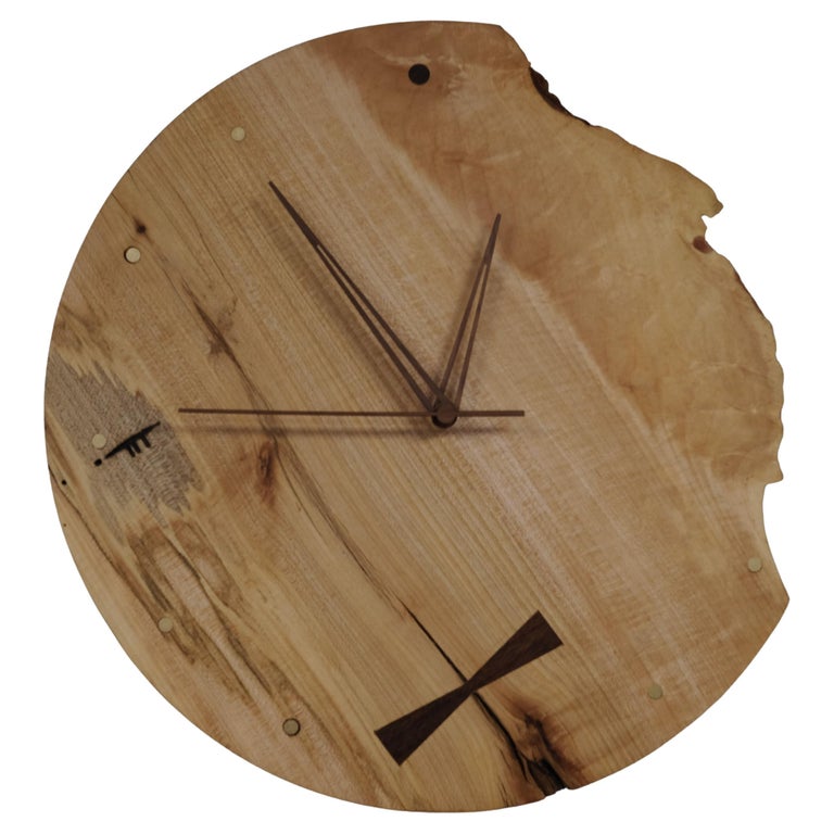 Live Edge Maple Wall Clock For Sale at 1stDibs