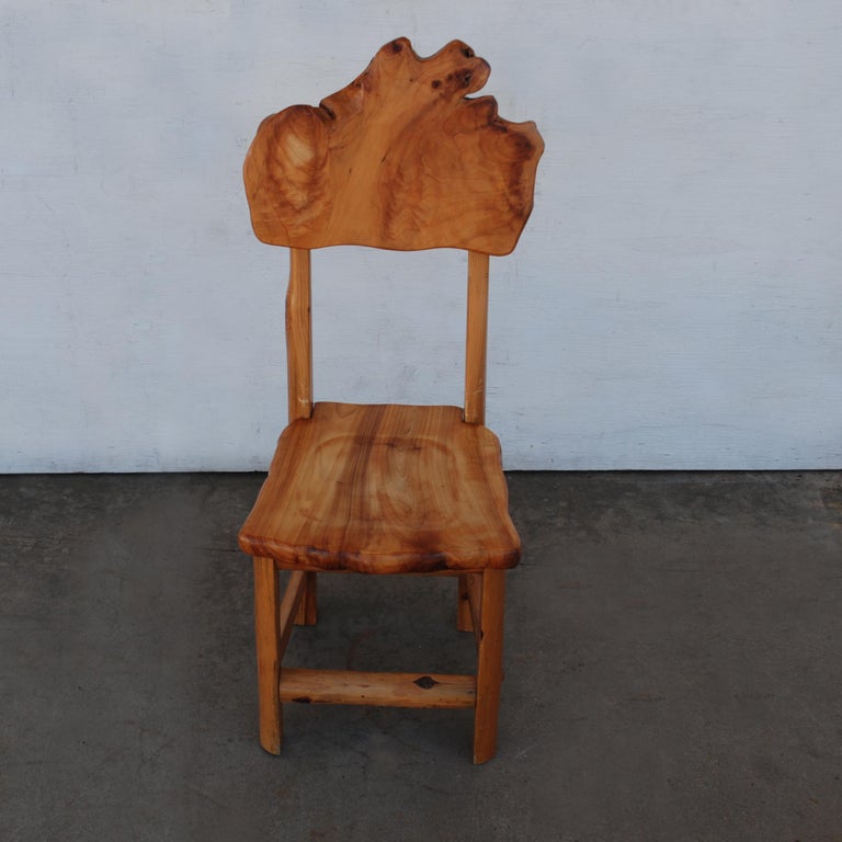 Live Edge, Organic, Redwood Freeform Wood Side Chair For Sale at 1stDibs