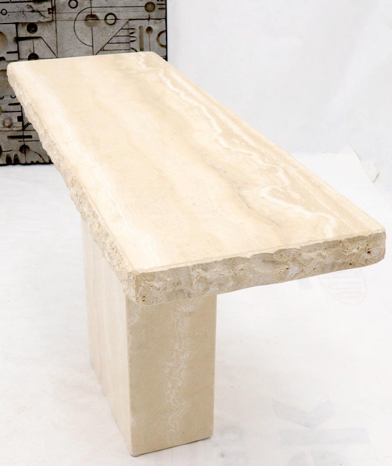 Live Edge Rectangle Mid-Century Modern Travertine Console Table at ...