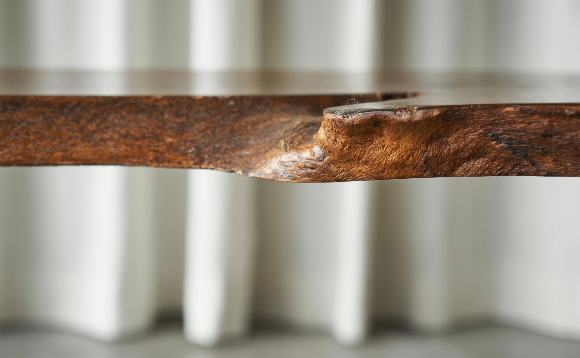 Live Edge Solid Elm Wood Coffee Table 1950s For Sale at 1stDibs