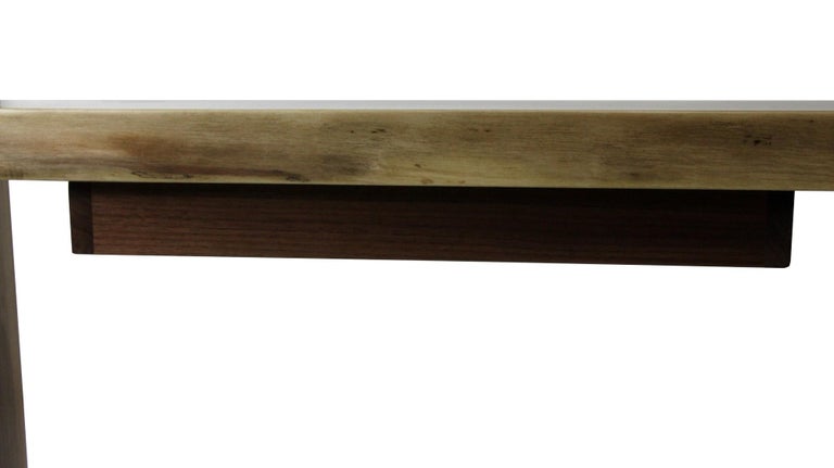 Live Edge Solid Walnut Waterfall Desk with Slab Legs and Single Drawer ...