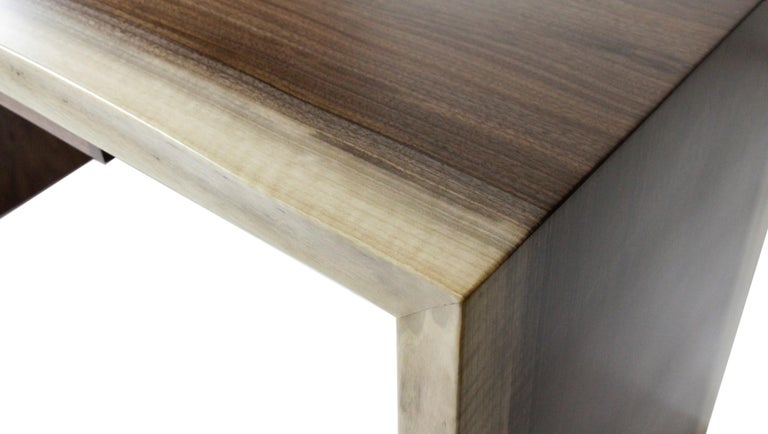 Live Edge Solid Walnut Waterfall Desk with Slab Legs and Single Drawer ...
