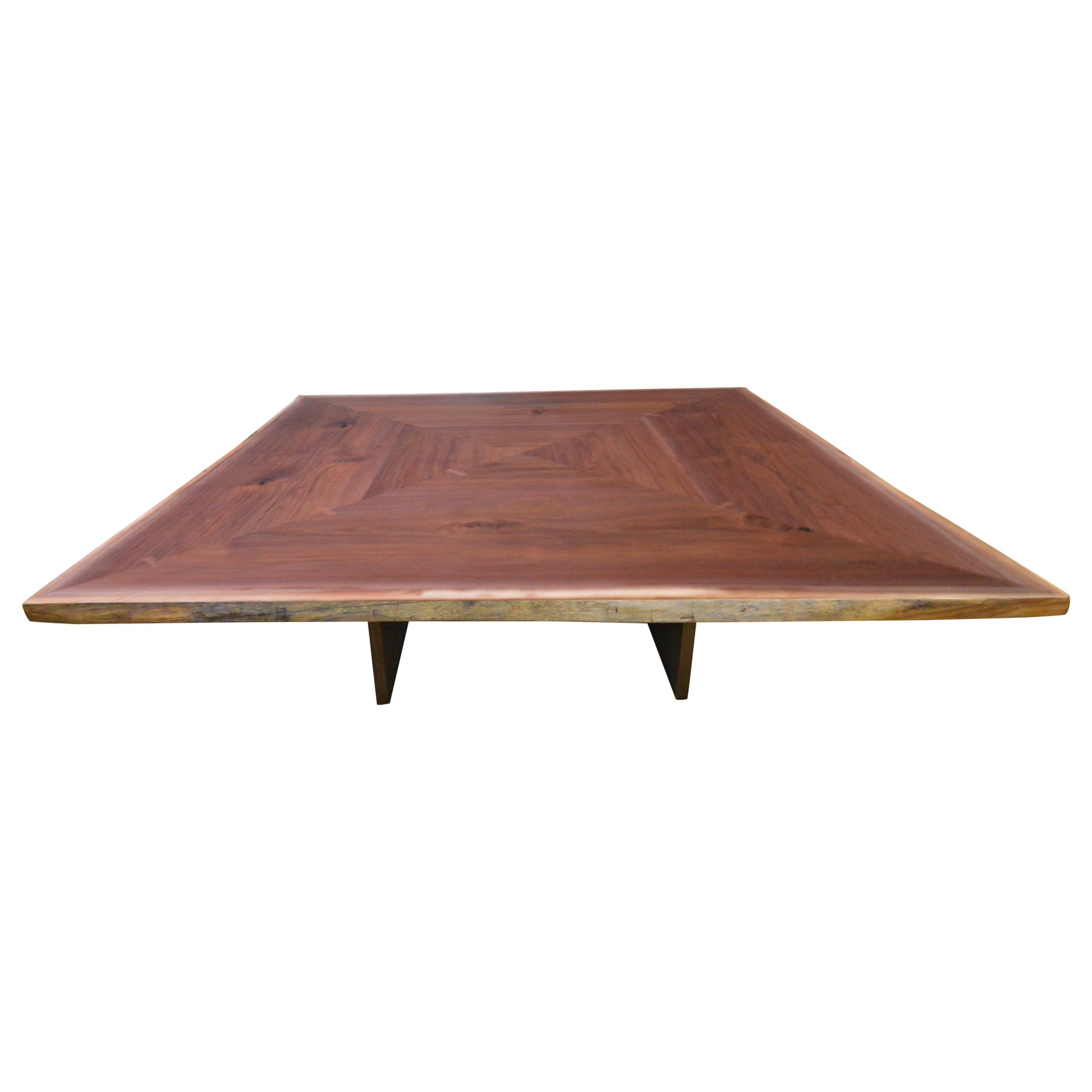 Live Edge Square Dining Table Made from Solid Walnut Slabs For Sale at ...