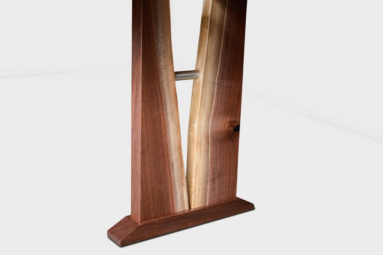 Live Edge Table from Solid Pecan Glass River and Walnut Base with Steel ...