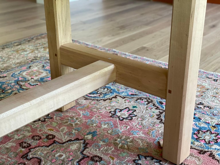 Live Edge Trestle Leg Dining Table in Oiled Maple For Sale at 1stDibs