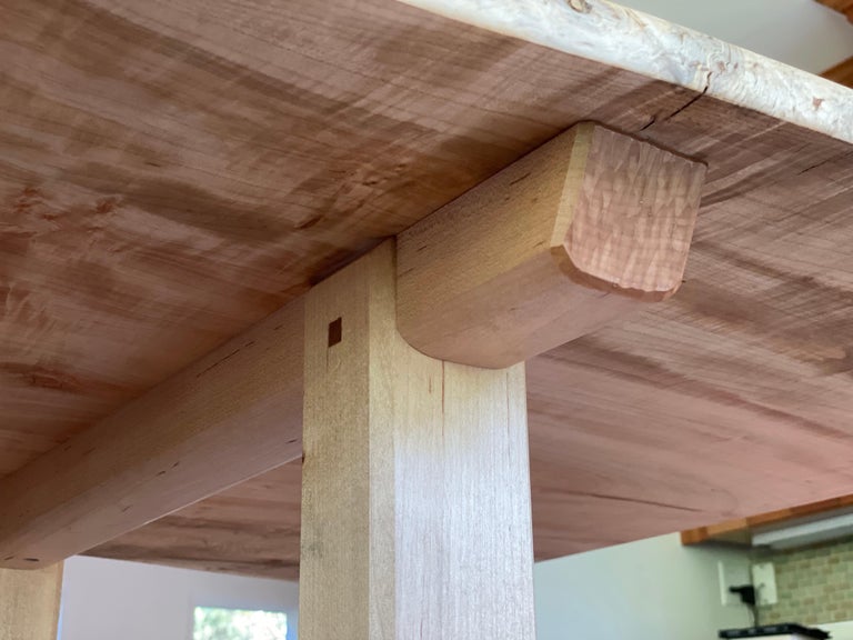 Live Edge Trestle Leg Dining Table in Oiled Maple For Sale at 1stDibs