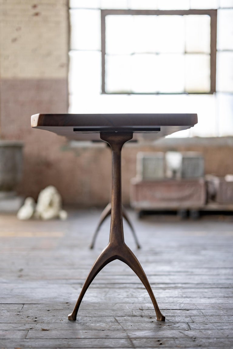 Live Edge Urban Walnut + Cast Bronze Console Table Lake House Pedestal ...