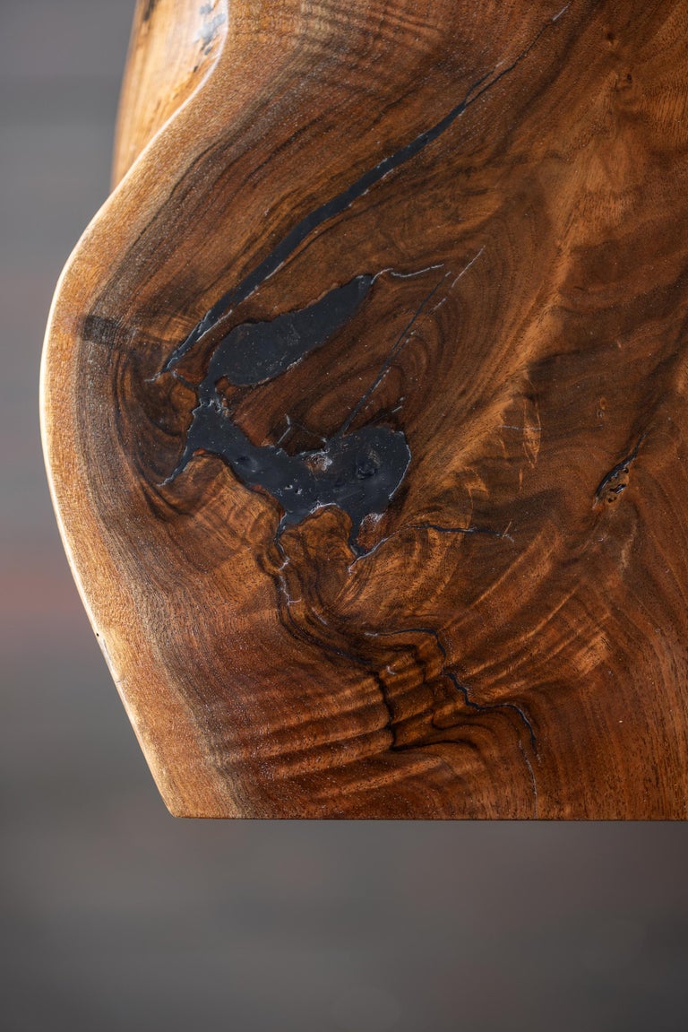 Live Edge Urban Walnut + Cast Bronze Console Table Lake House Pedestal ...