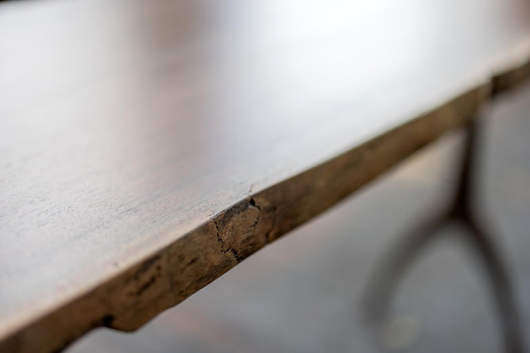 Live Edge Urban Walnut + Cast Bronze Console Table Lake House Pedestal ...