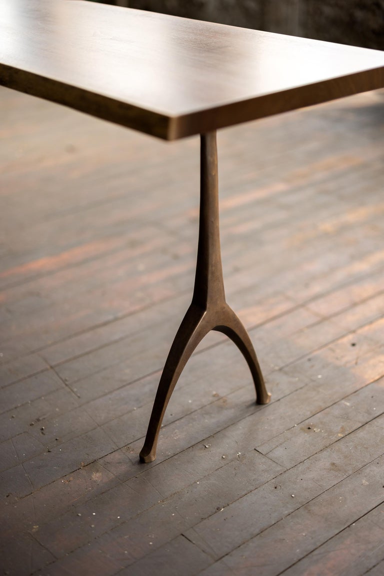 Live Edge Urban Walnut + Cast Bronze Console Table Lake House Pedestal ...