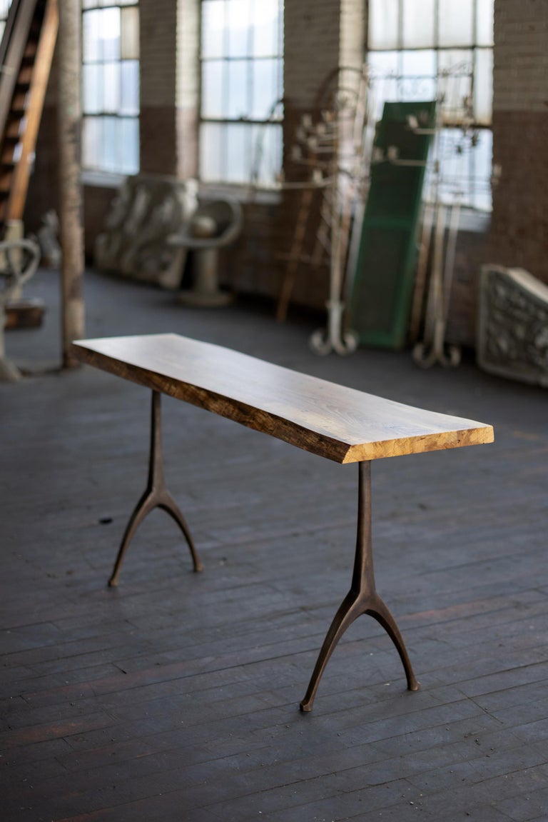 Live Edge Urban White Oak + Cast Bronze Console Table Lake House ...