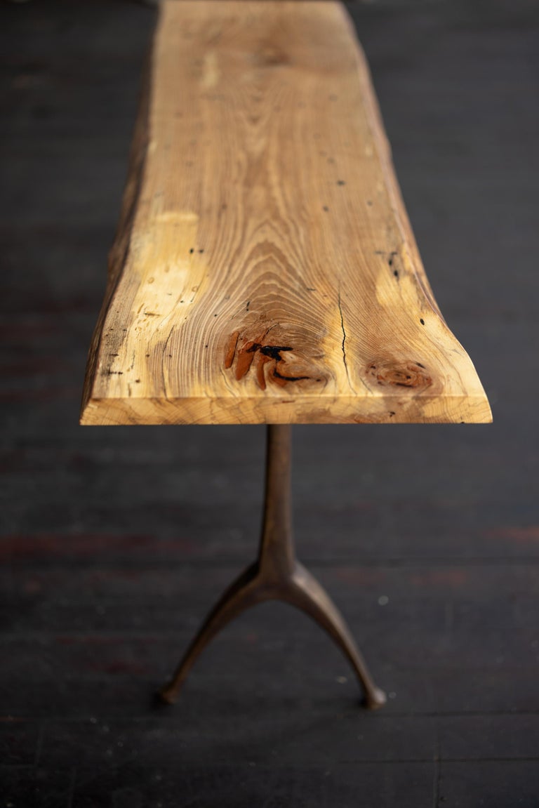 Live Edge Urban White Oak + Cast Bronze Console Table Lake House ...