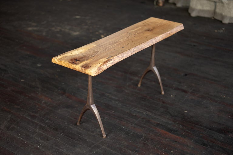 Live Edge Urban White Oak + Cast Bronze Console Table Lake House ...