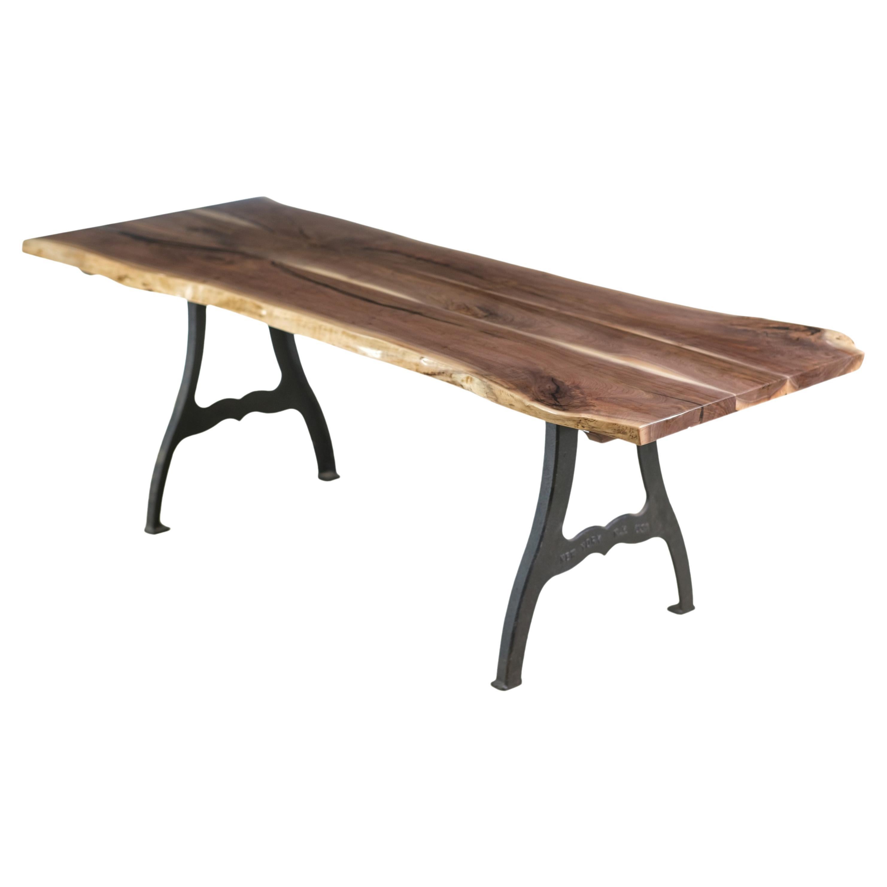 5 ft Solid Chestnut Live Edge New York Legs Dining Table For Sale at ...