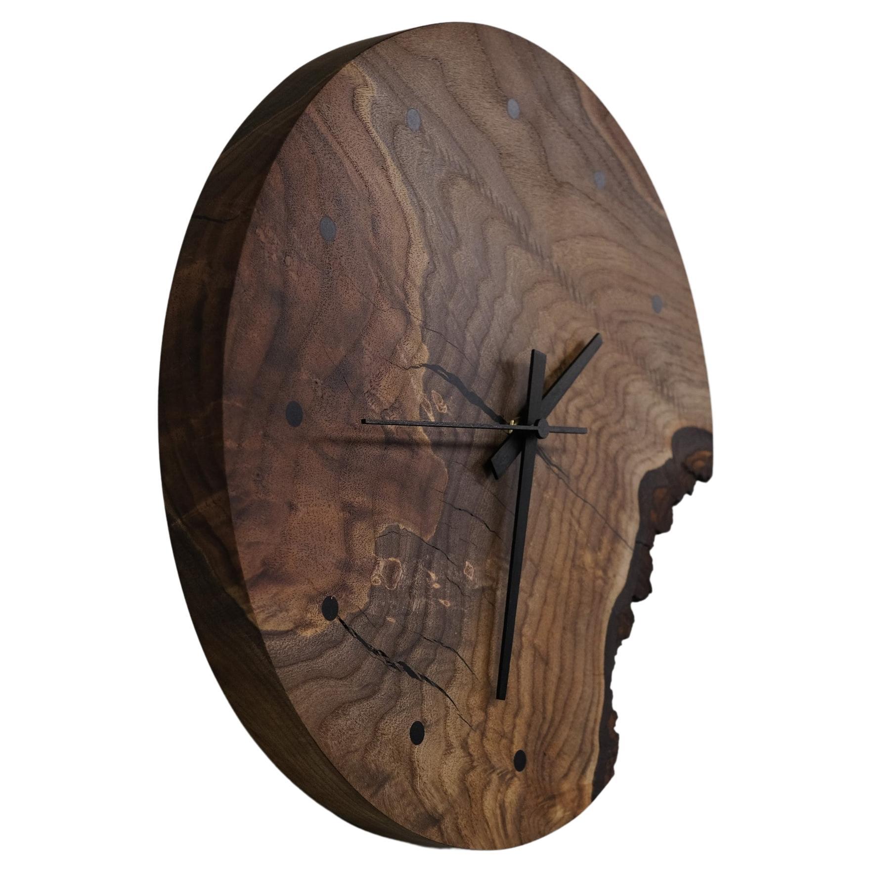 Live Edge Walnut Wall Clock For Sale at 1stDibs