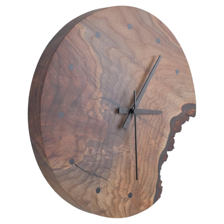Live Edge Walnut Wall Clock For Sale at 1stDibs