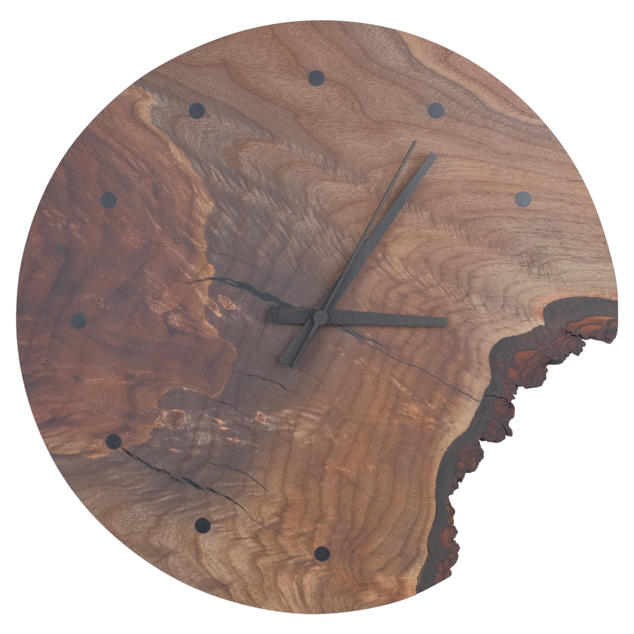 Live Edge Walnut Wall Clock For Sale at 1stDibs