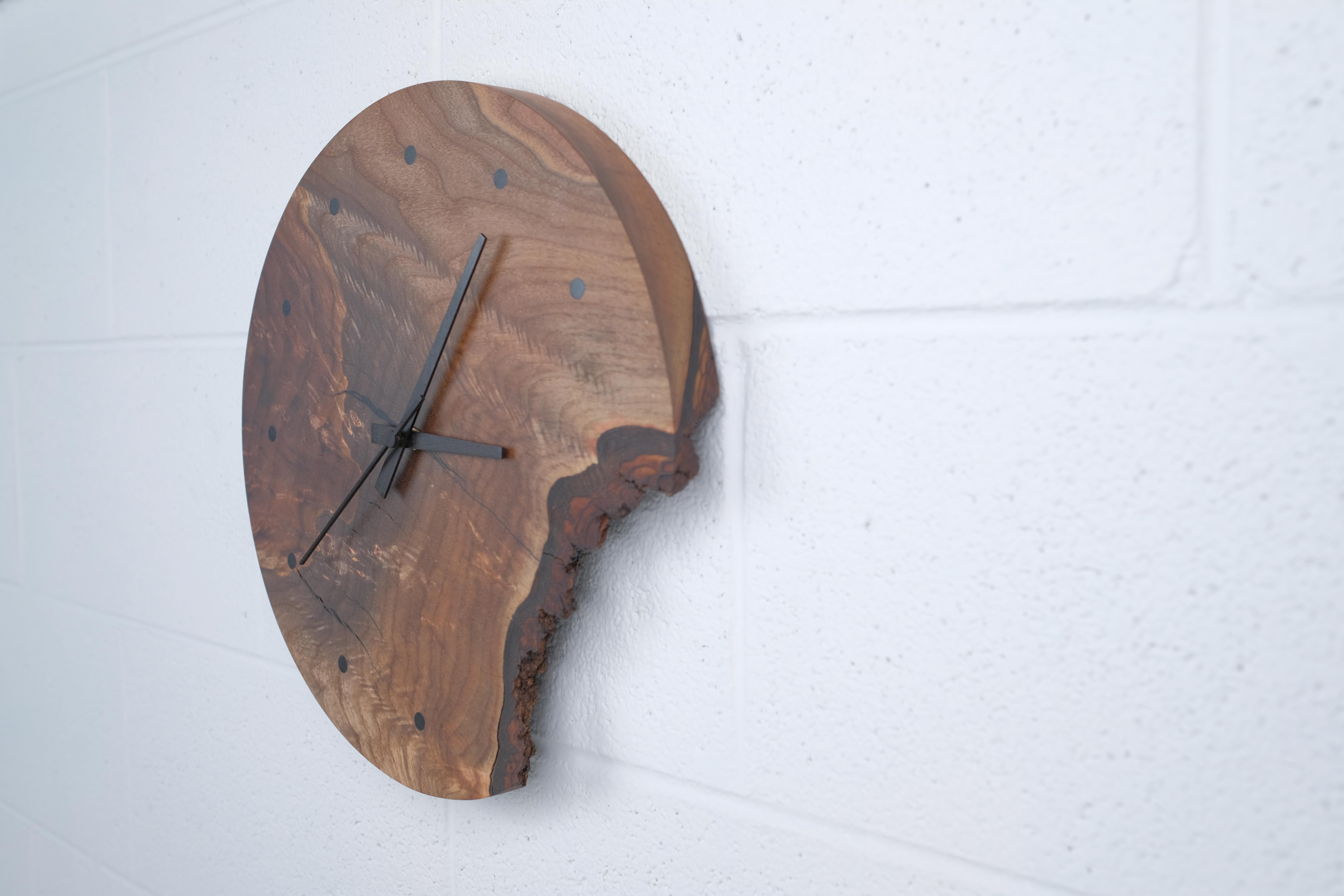 Live Edge Walnut Wall Clock For Sale at 1stDibs